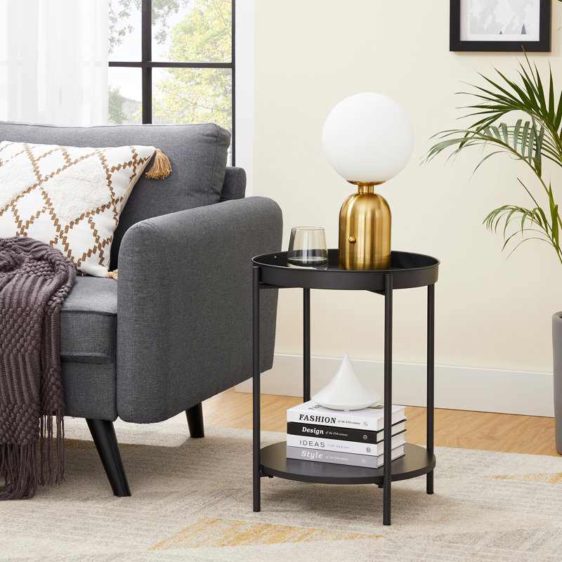Kappel Steel Tray Top End Table Zipcode Design Top Color Base Color Black Top Black Base